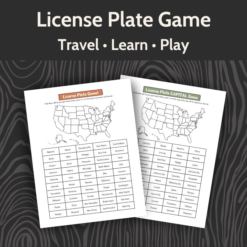 Free Printable: License Plate Game + State Capital Challenge - Outside Five